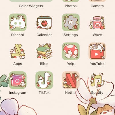 Cute Cottagecore App Icon Set Kawaii Aesthetic Theme for Android IOS ...