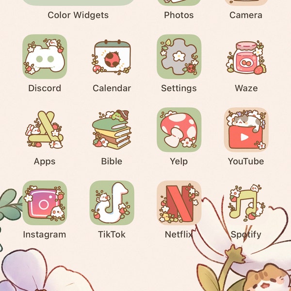 Cute Cottagecore App Icon Set | Kawaii Aesthetic Theme for Android Ios ...