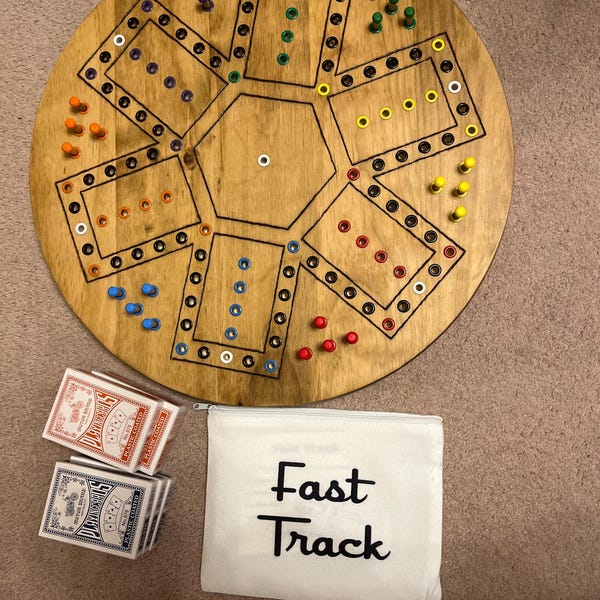 Fast Track Game Board W/ Pegs and Cards - Etsy