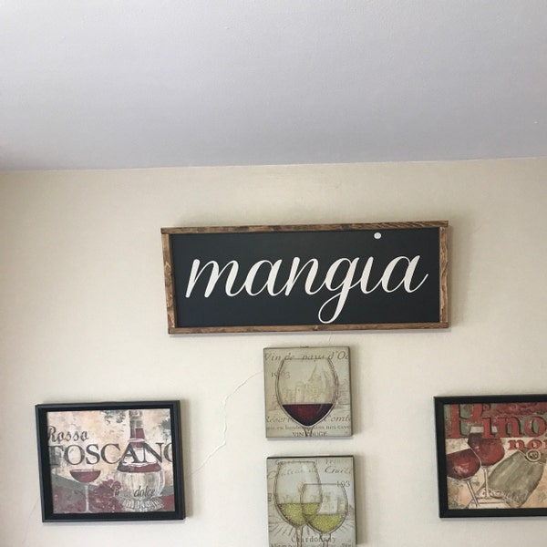 Mangia, Mangia Sign, Eat Sign, Kitchen Sign, Italian Sign, Farmhouse ...