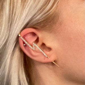 Ear Wrap Crawler Hook Earring, 14k Gold Plated, Edgy Wrap Ear Pin ...