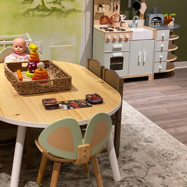 Montessori Table, Toddler Play Table, Large Learning Table, Boho ...