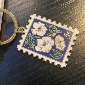 Anemone Postage Stamp Enamel Keychain // Floral Stamp / Postage ...