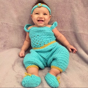 Crochet Disney's 'jasmine' Inspired Princess Jumper With Slippers Size ...
