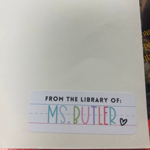 Personalized Teacher Name Stickers: Book Labels - Etsy