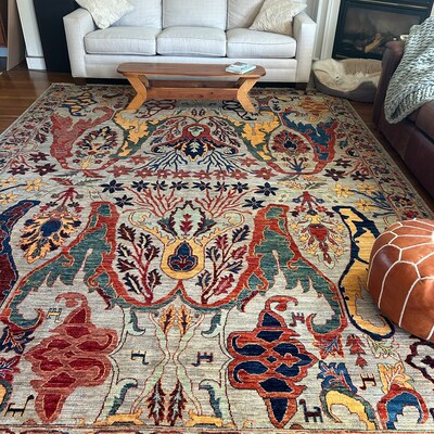 9x12 Brown Oriental Rug Bidjar Harshang Persian Style Hand Knotted Wool ...