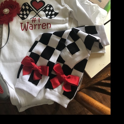 Baby Girl Race Day Outfit Checkered Outfit Personalized Baby Outfit ...
