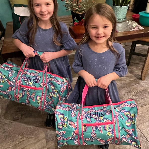 Girls Duffel Bag With Monogram, Personalized Duffel Bag, Monogram ...