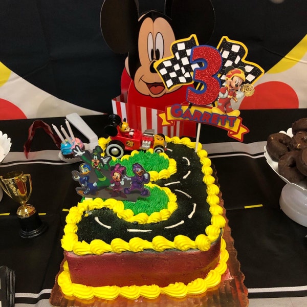 Racer Mickey Cake Topper • Mickey Mouse Roadster Party Topper • Mickey ...
