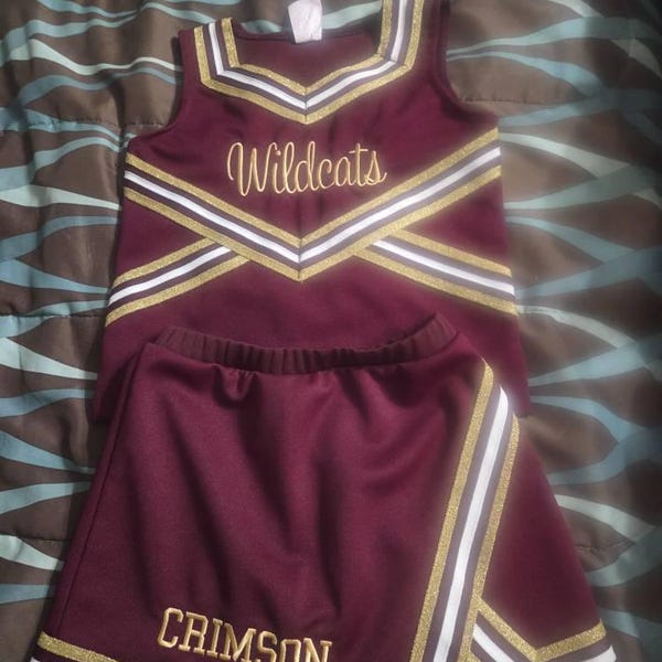 Maroon & Gold Cheer Uniform, Customized Cheerleading Uniform, Girls ...
