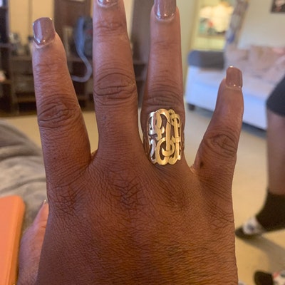 Large Monogram Ring 1, Personalized Initial Ring in Sterling Silver or ...