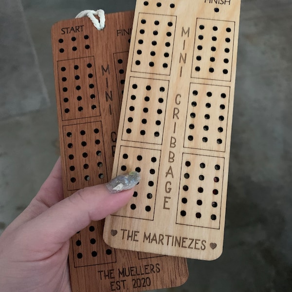 Personalized Mini Wood Cribbage Board With Pegs & Pouch - Handmade ...