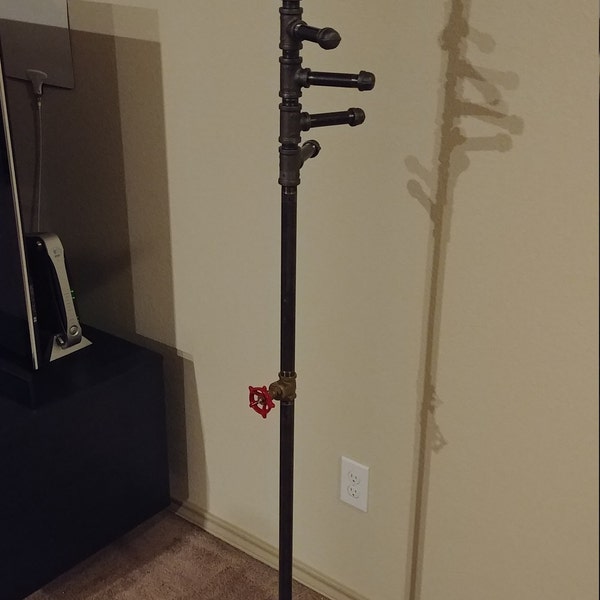 Black Pipe Coat Rack Industrial Style Free Standing Metal Spiral Coat ...
