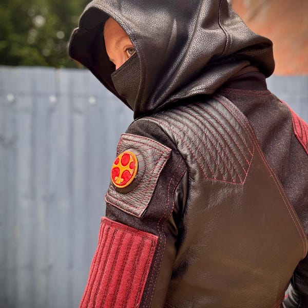 Black Linen Assassin Ninja Mask Hood Brown Leather Medieval Gloves Cowl ...