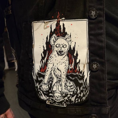 Hyena Patch Pope, King and Cop Skulls With Flames Black, White and Red ...