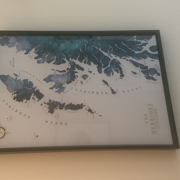 Calmac Ferry & Golden Beaches Watercolour Map of Scotlands Hebrides ...