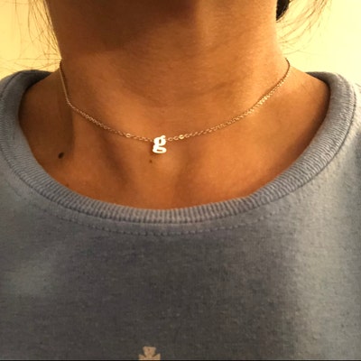 Initial Choker Rose Gold Silver or Gold Dainty Letter Choker Minimal ...