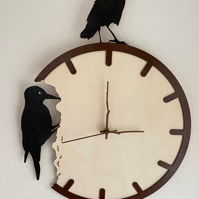 Wall Clock With Bird, Laser Cut File. Laser Cut Project Plan. Wall ...