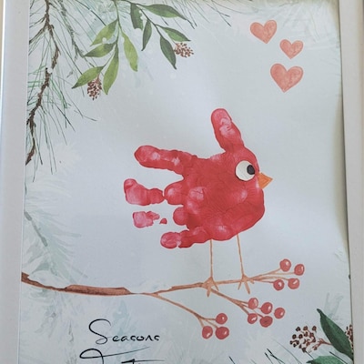 Christmas Handprint Art, Seasons Tweetings, Winter Cardinal Handprint ...