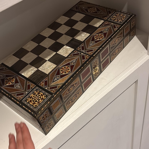 Rectangular Tray, Vintage Wood and Shell Inlay,handmade Square Serving ...