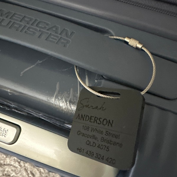 Custom Luggage Tag | QR Code | 6mm in Matte Black | Personalized ...