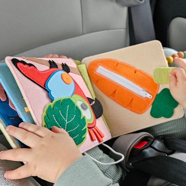 Mini Quiet Book for Toddler, Bear Quiet Book, Montessori Book Pretend ...