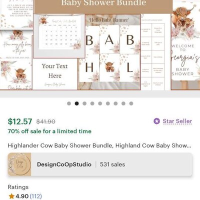 Highlander Cow Baby Shower Bundle, Highland Cow Baby Shower Sign, Boho ...