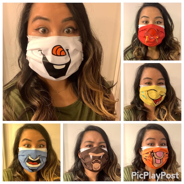 Disney Classic Character Face Masks - Etsy