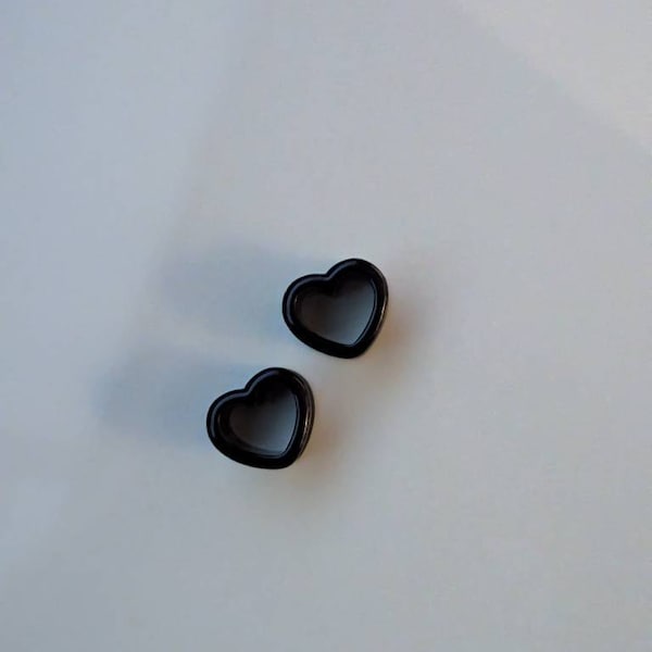 Up to 2" Night Love Black Heart Shaped Ear Plugs Gauges Tunnels Hollow ...