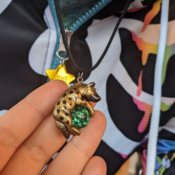 Hyena Necklace With Custom Color Gem - Etsy
