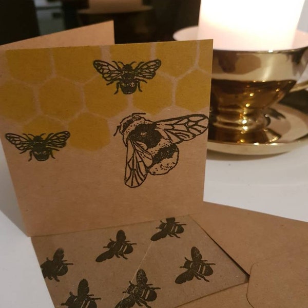 Bee Rubber Stamp - Stamps for Card Making - Honeybee Stamp - Honeycomb ...