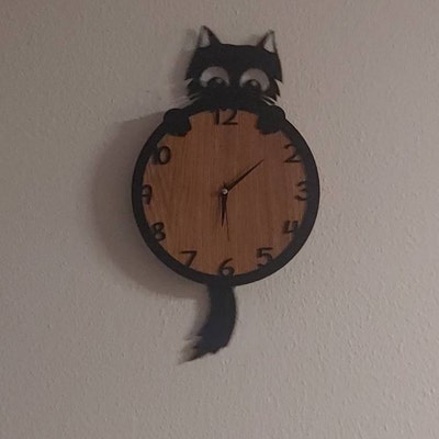 Cat Clock, Gift Newborn, Pendulum Clock, Animal Clock, Christmas Gift ...