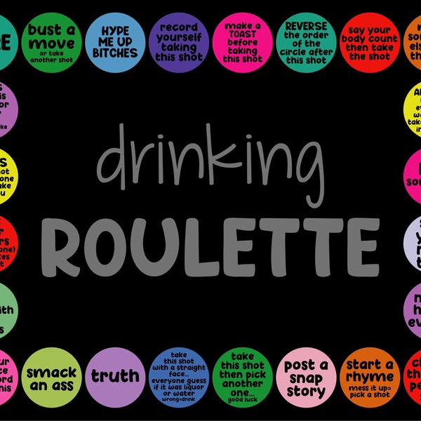 DRINKING ROULETTE | Challenges, Party Game, Shots, Pregame Fun (digital ...