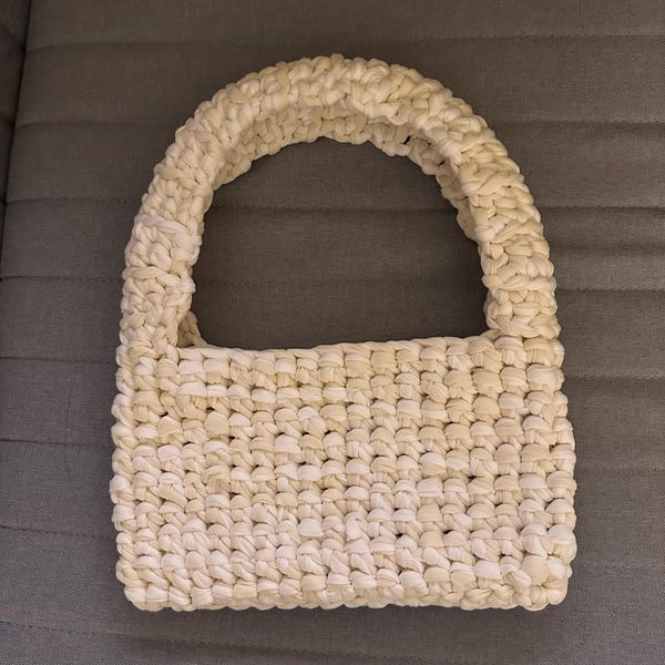 Handmade Crochet Tote Bag: Recycled Cotton Yarn Mini Bag - Etsy