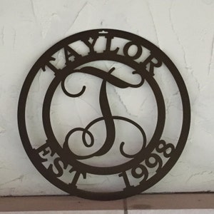 Metal Monogrammed Established Sign, Metal Monogram Sign, Personalized ...