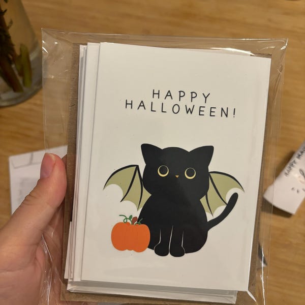 Black Cat "boo" Card | Cute Black Cat Card, Black Cat Halloween, Cute ...