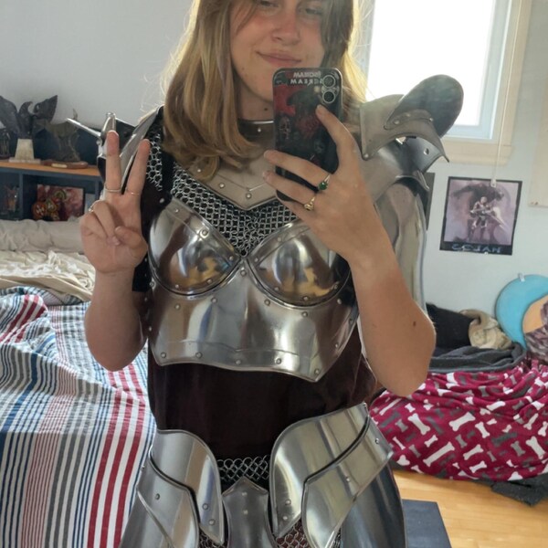 Medieval Corset Armor Set: Steel Chainmail Skirt, LARP Cosplay Costume ...