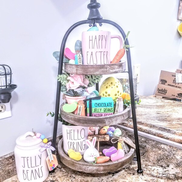 Easter Decor Easter Tiered Tray Decor Mini Decorative Bottles Easter ...