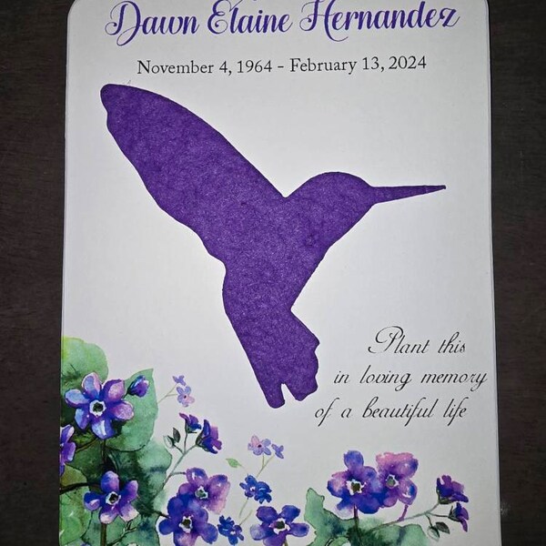 50 Plantable Hummingbird Memorial Cards - Flower Seed Paper ...