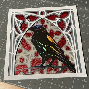Gothic Raven Shadow Box SVG Template, Crow Layered Paper Cut Halloween ...