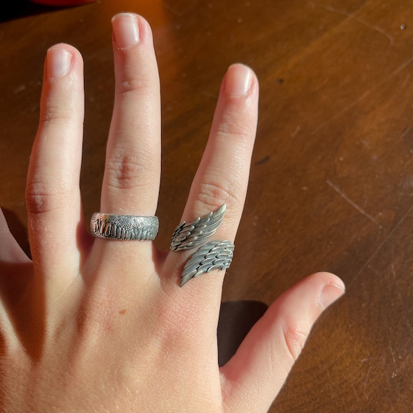 925 Sterling Silver Wings Ring Handcrafted, Unisex, Angelic Symbol ...