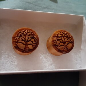 Tree of Life Olivewood Wooden Plugs PAIR 0g 00g 000g - Etsy Canada
