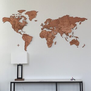 Wood Map Wooden World Map with Background Large Wall Art World | Etsy