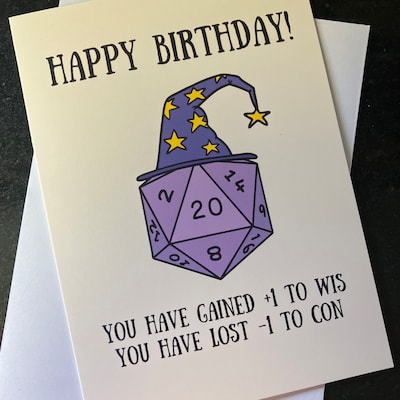 D20 1 Wis 1 Con Dnd D20 Funny Birthday Greeting Card - Etsy
