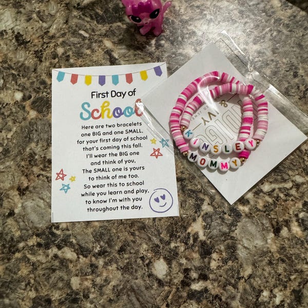 Back to School Bracelet Set | Mommy and Me Bracelets | First Day of ...
