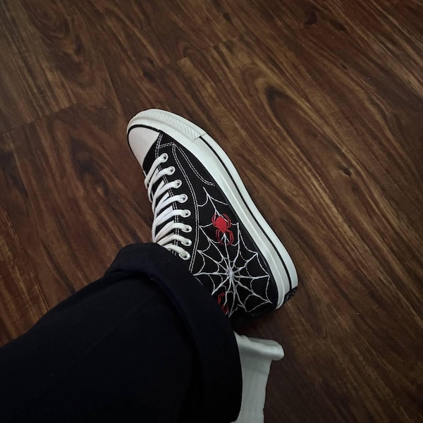 Custom Converse, Spiderwebs Embroidered Converse High Tops, Animal ...