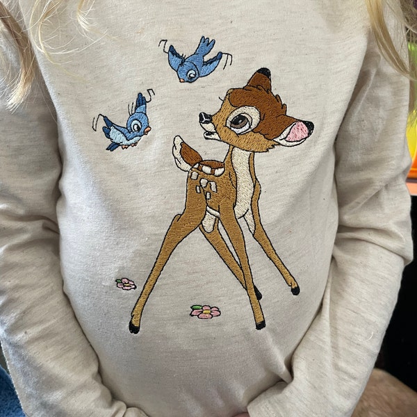 Birds Playing With Bambi Embroidery Design, 4x4 and 5x7 Hoop, Bambi ...