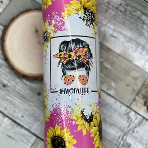 Mom Life Pink Sunflowers Mom Bun Hair Funny Seamless - Etsy