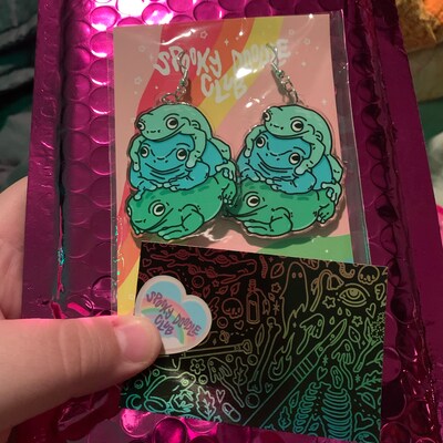 FROG STACK EARRINGS Cute Frog Earrings, Gift for Toad Lover, Chubby ...