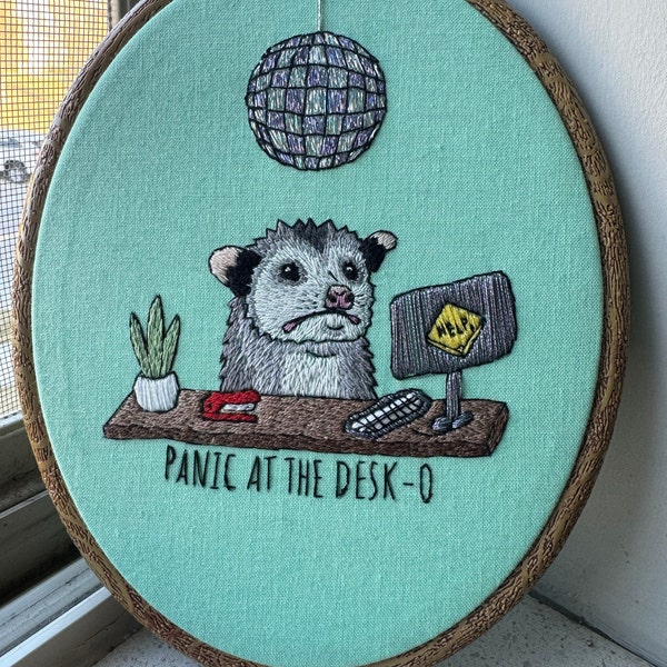 Panic at the Desk-o-possum - Disco Possum Hand Embroidery PDF Template ...